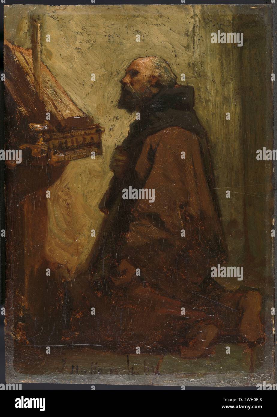 Praying Monk (Monk at his Devotions), Jacob Maris, 1864 painting A ...