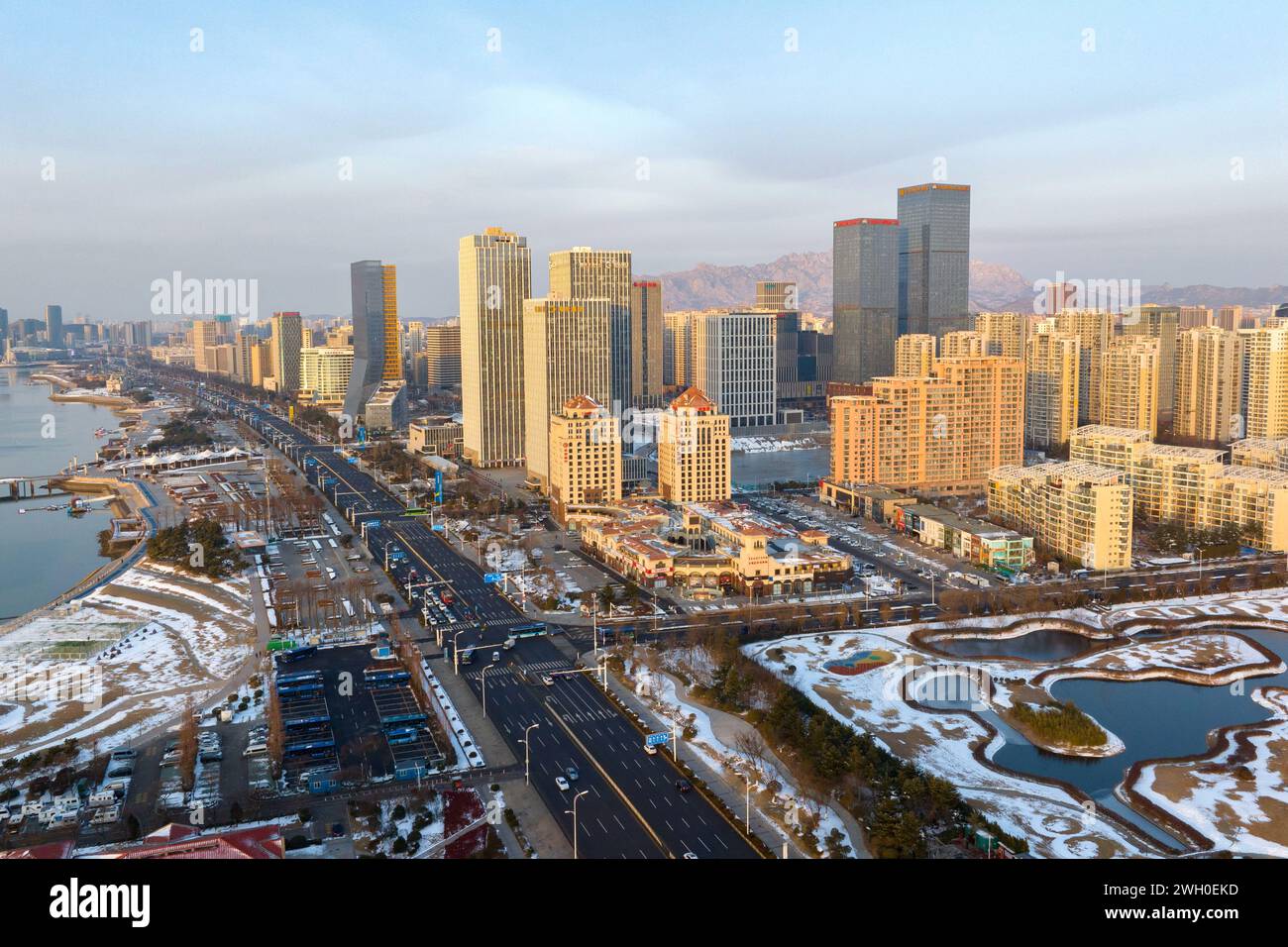 QINGDAO, CHINA - FEBRUARY 6, 2024 - The scenery after snow falls in the ...
