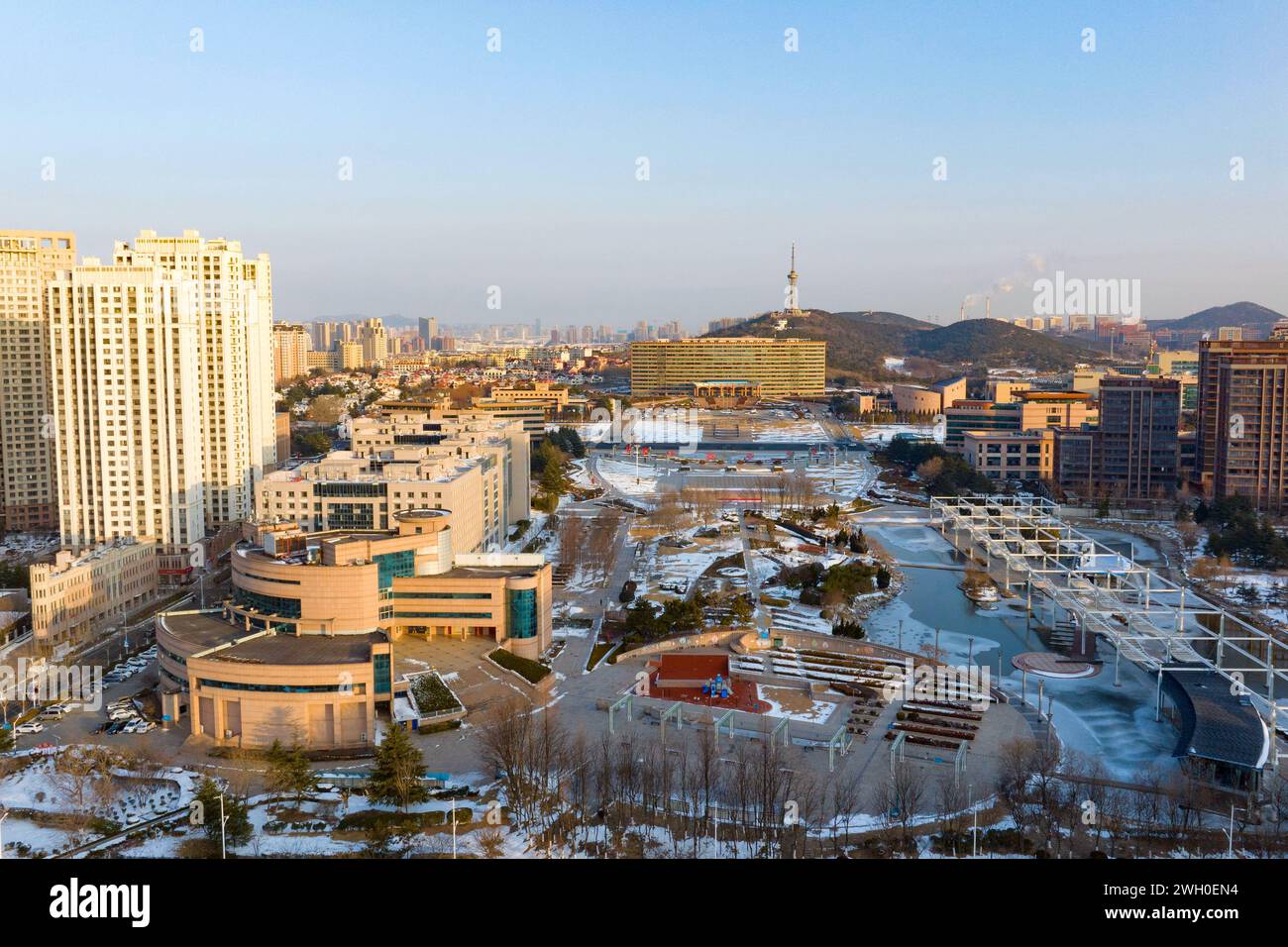 QINGDAO, CHINA - FEBRUARY 6, 2024 - The scenery after snow falls in the ...