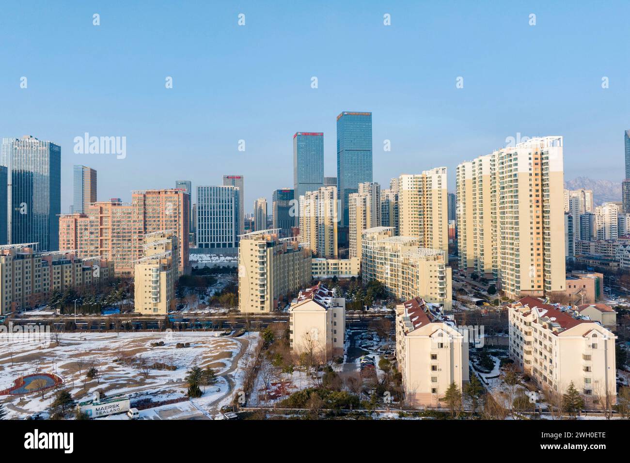 QINGDAO, CHINA - FEBRUARY 6, 2024 - The scenery after snow falls in the ...
