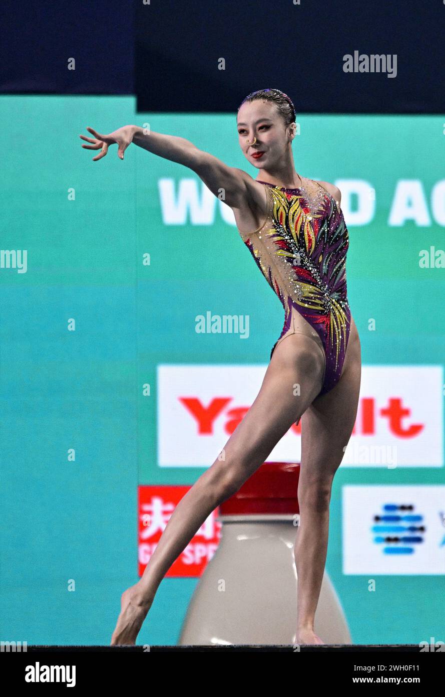 Doha, Qatar. 6th Feb, 2024. Xu Huiyan of China competes during the ...