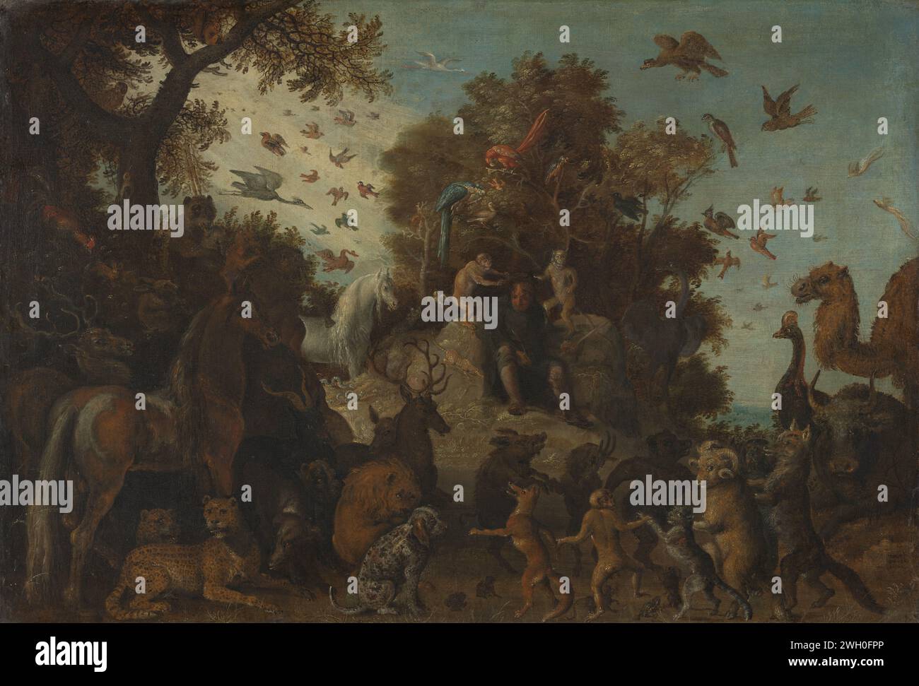 The poet crowned by two apes at the feast of the animals, Roelant ...