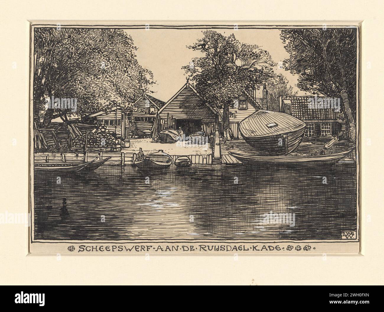 Scheepswerf aan de Ruysdael Kade in Amsterdam, Willem Wenckebach, 1870 ...