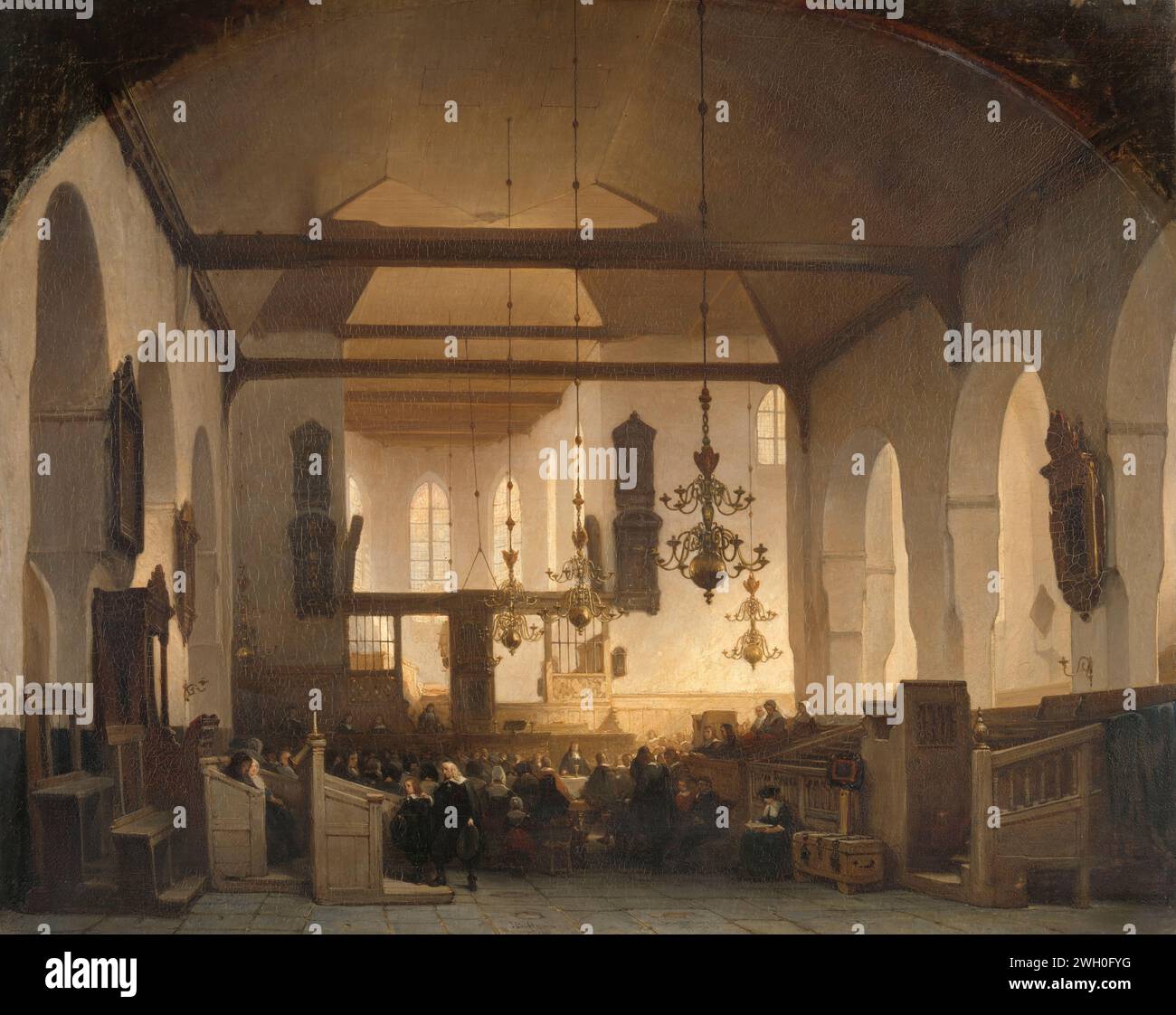 A Service in The Geertekerk, Utrecht, Johannes Bosboom, 1852 painting ...