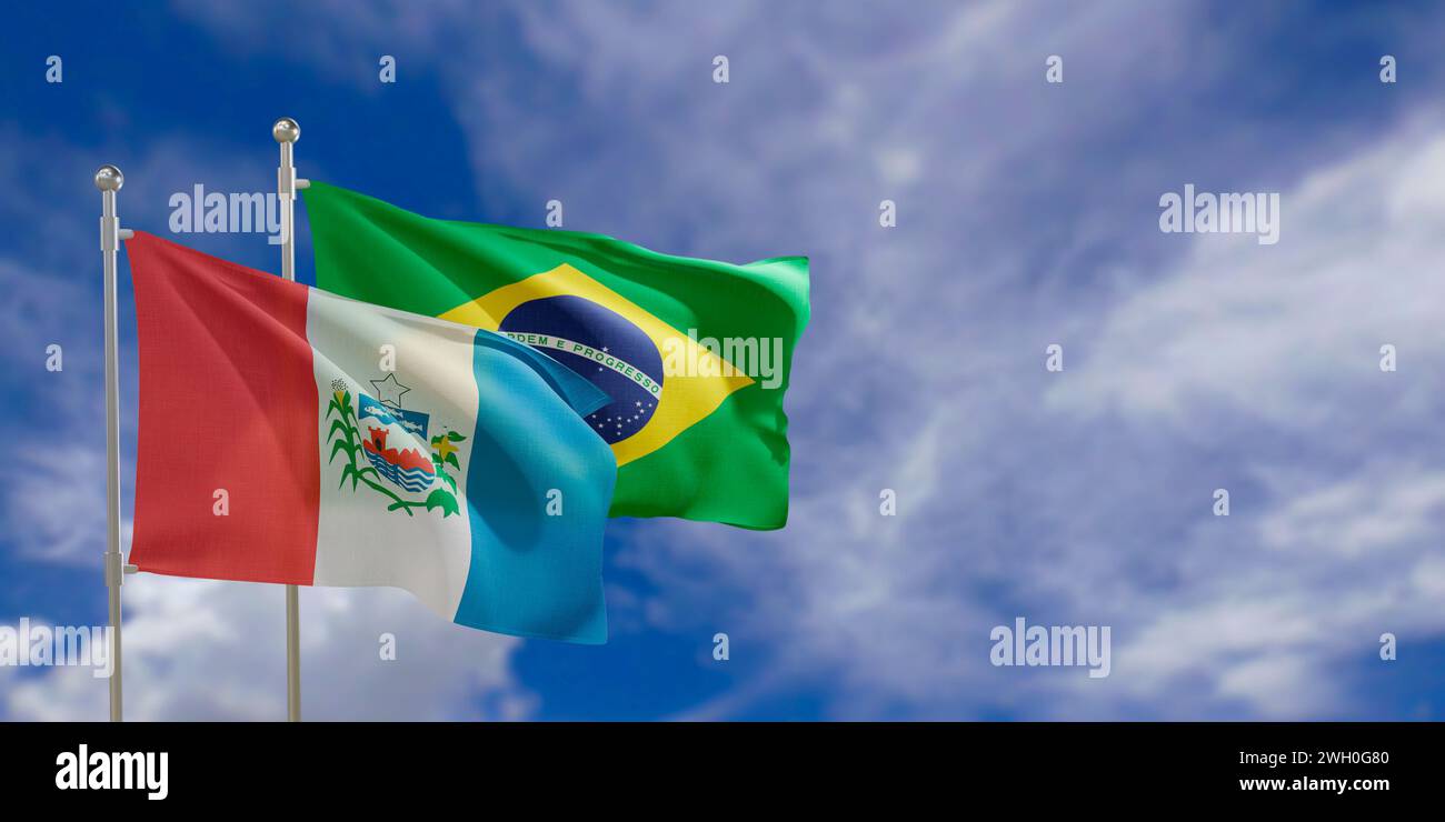 Official flags of the country Brazil and federal state of Alagoas ...