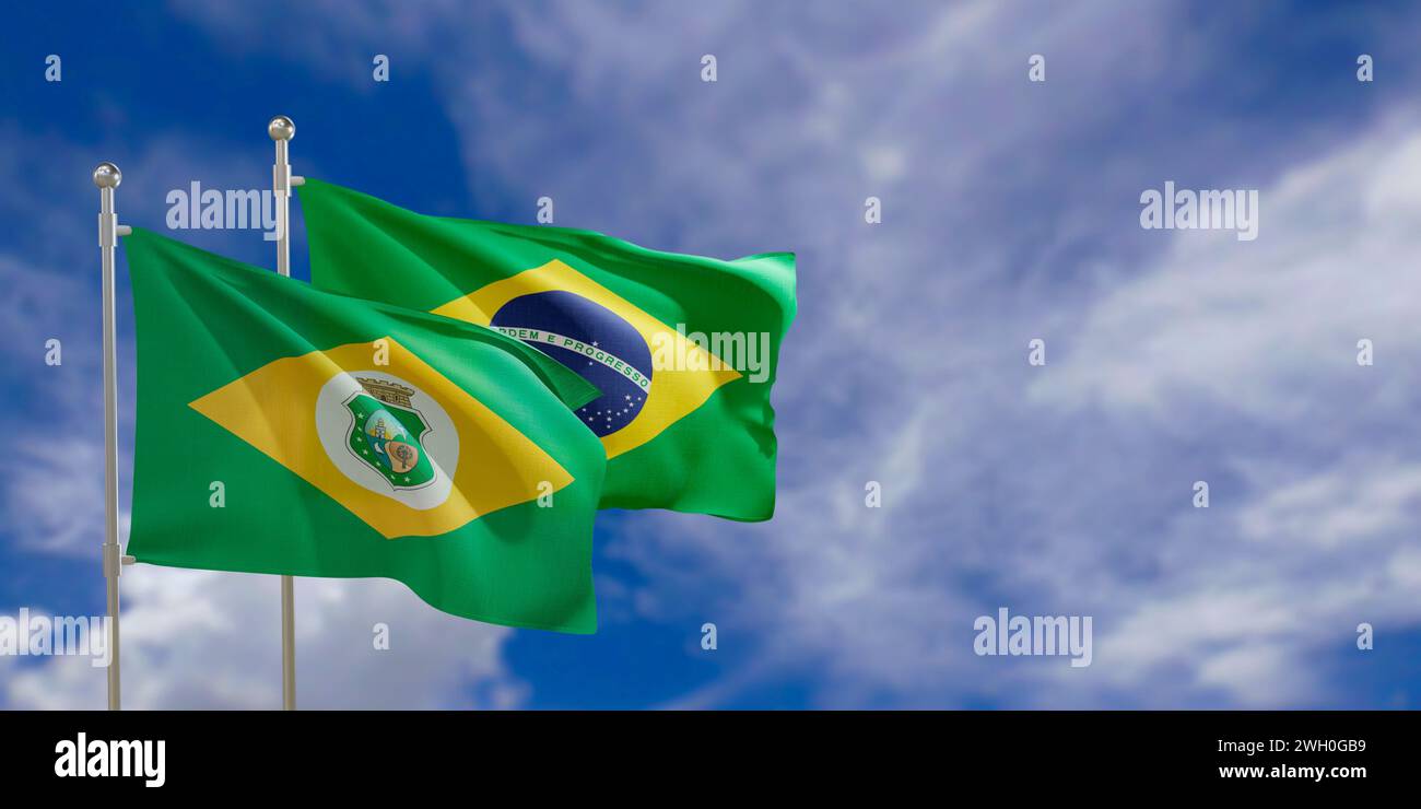 Official flags of the country Brazil and federal state of Ceara ...