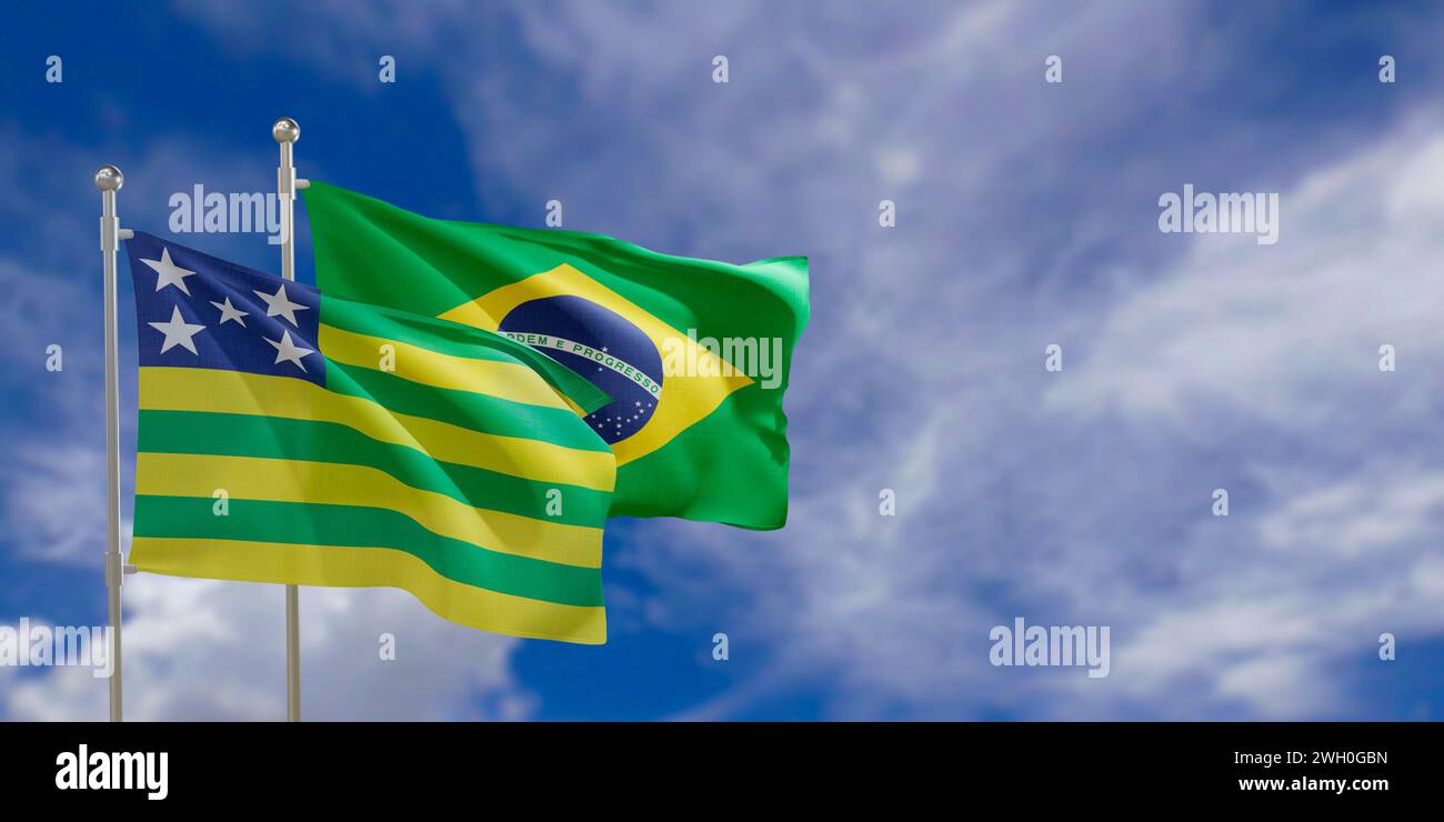 Official flags of the country Brazil and federal state of Goias ...