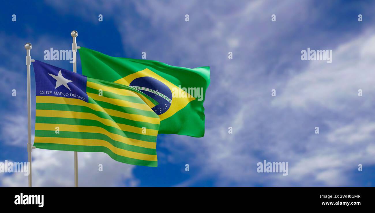 Official flags of the country Brazil and federal state of Piaui ...