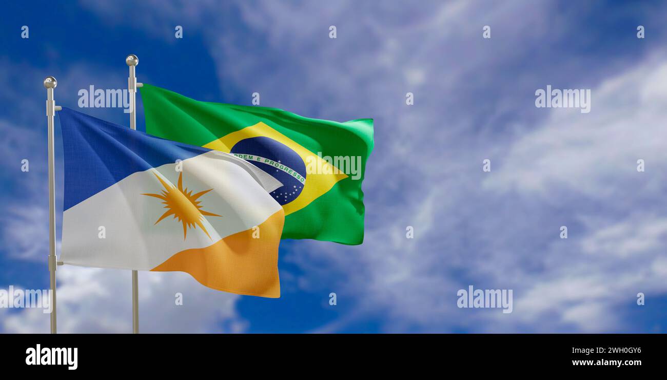 Official flags of the country Brazil and federal state of Tocantins ...