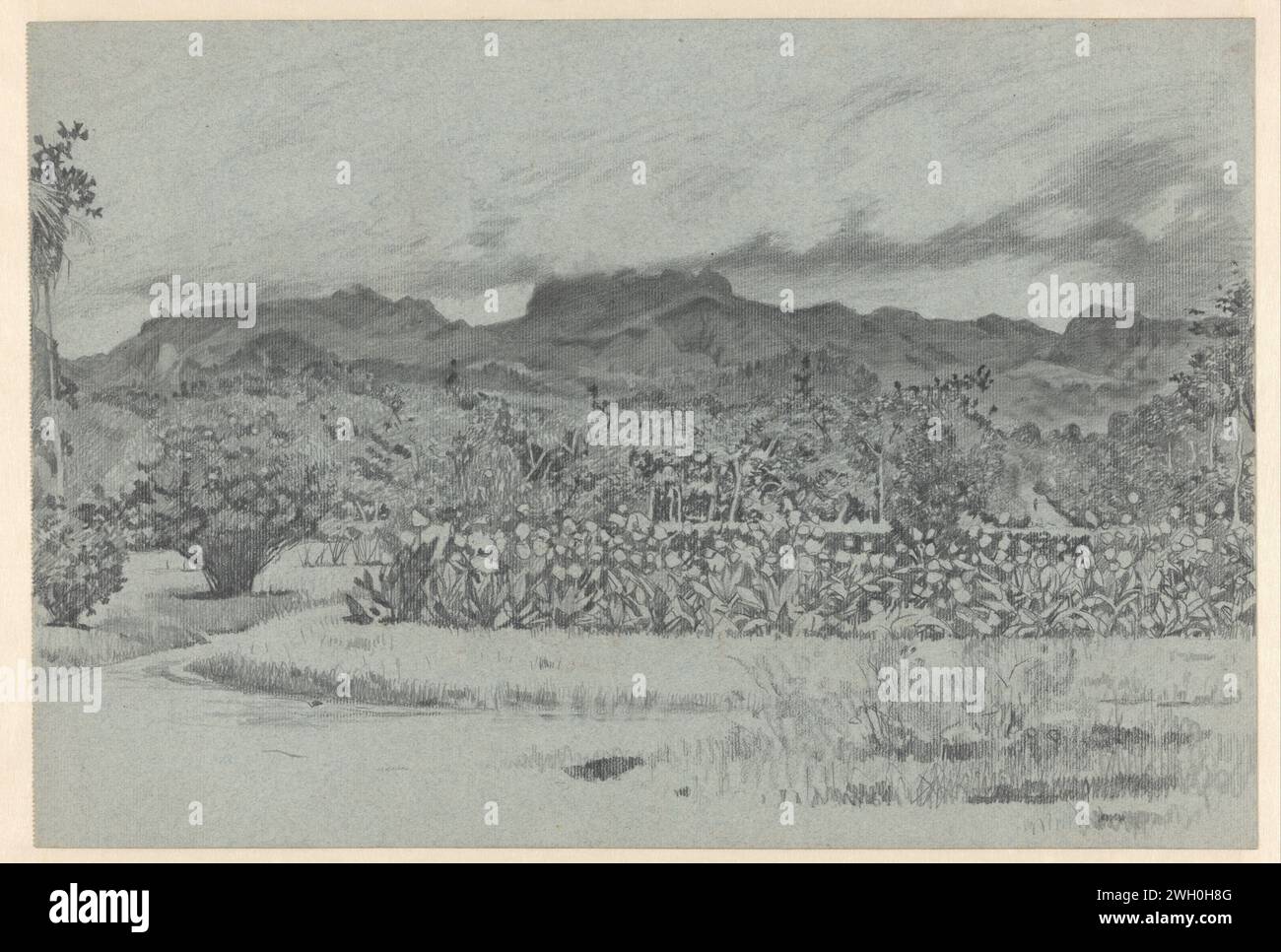Landscape in the Dutch East Indies, Willem Witsen, 1920 - 1921 drawing ...