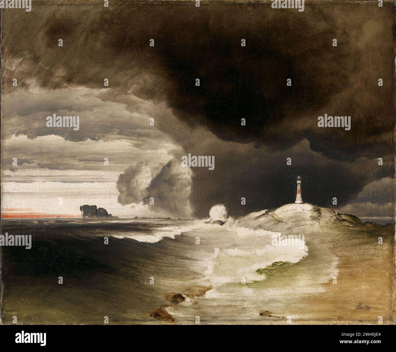 Peder Balke - Lighthouse on the Norwegian Coast Stock Photo - Alamy