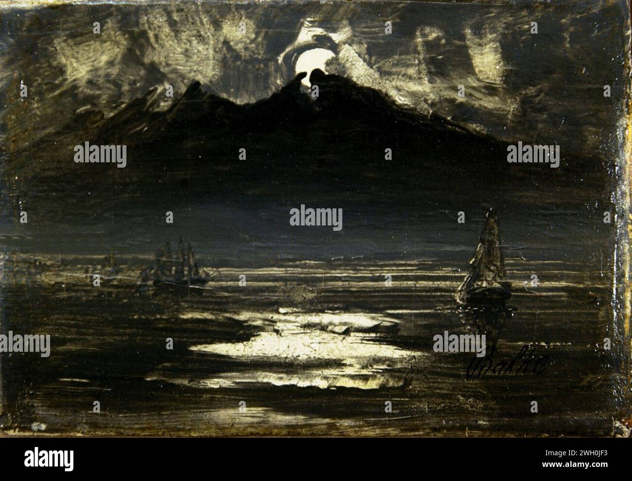 Peder Balke - Seilbåt i måneskinn Stock Photo - Alamy