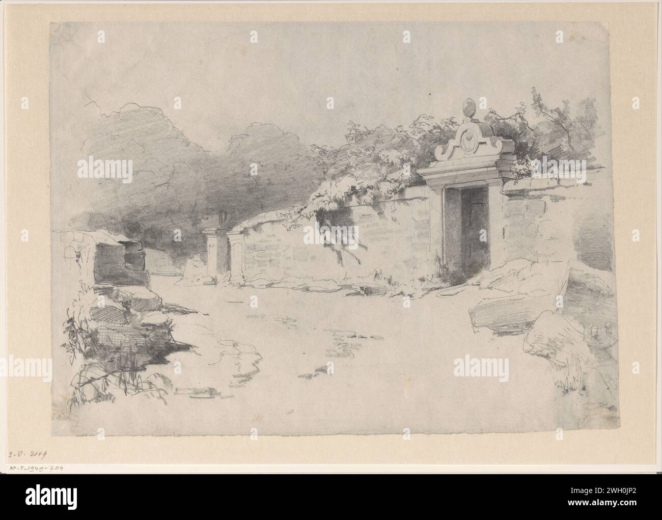 Expanded garden wall with gate, Karel Elias van Toulon, 1826 - 1852 ...