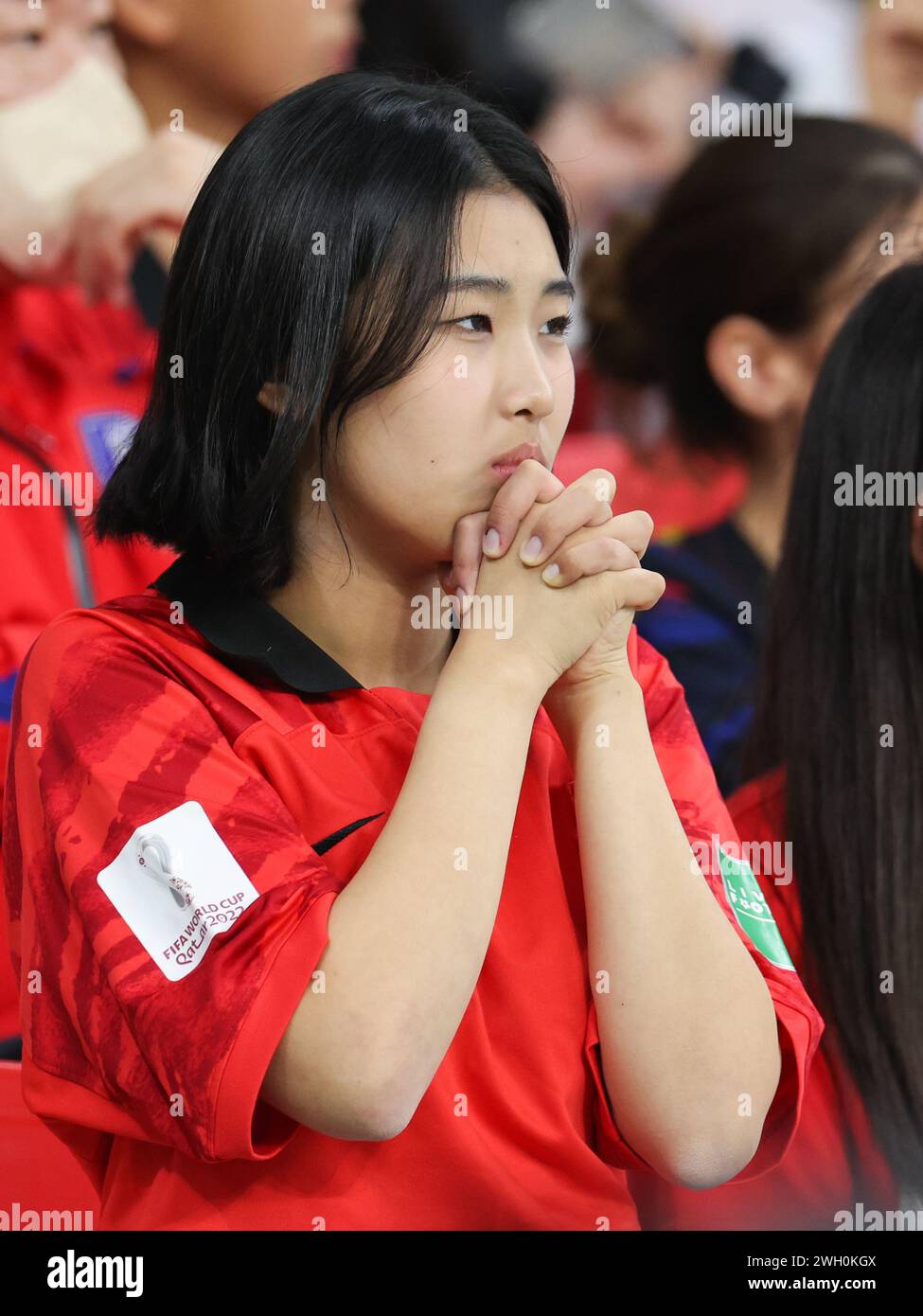 Al Rayyan, Qatar. 6th Feb, 2024. A fan of South Korea reacts during the ...