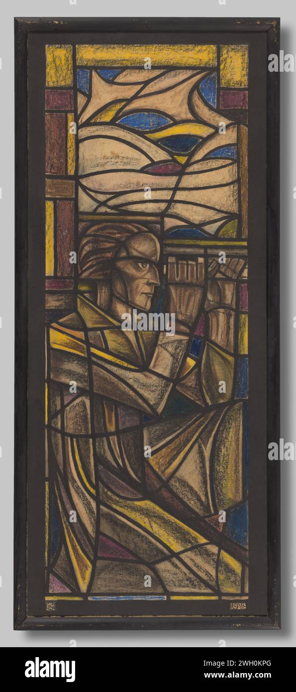 Design for Raam in the Amsterdams Lyceum, 1922 drawing cardboard. chalk ...