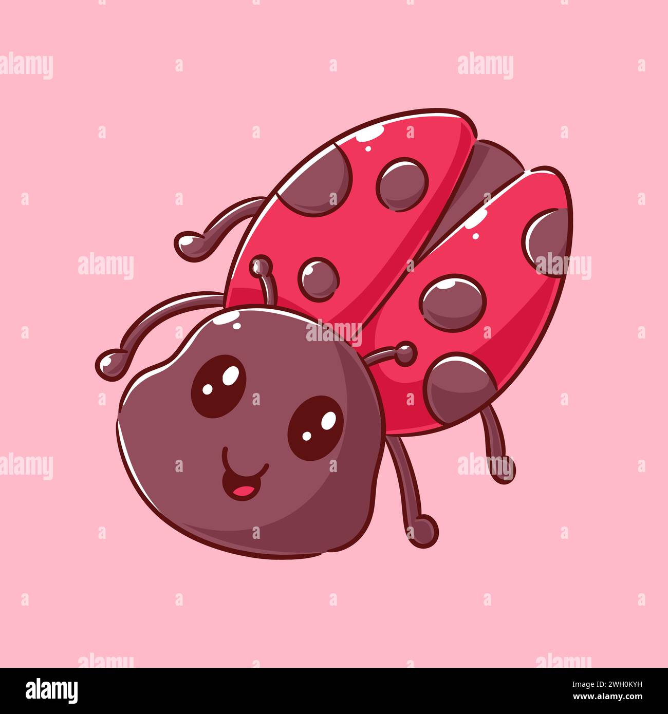 Cute red beetle is walking and smiling Stock Vector Image & Art - Alamy
