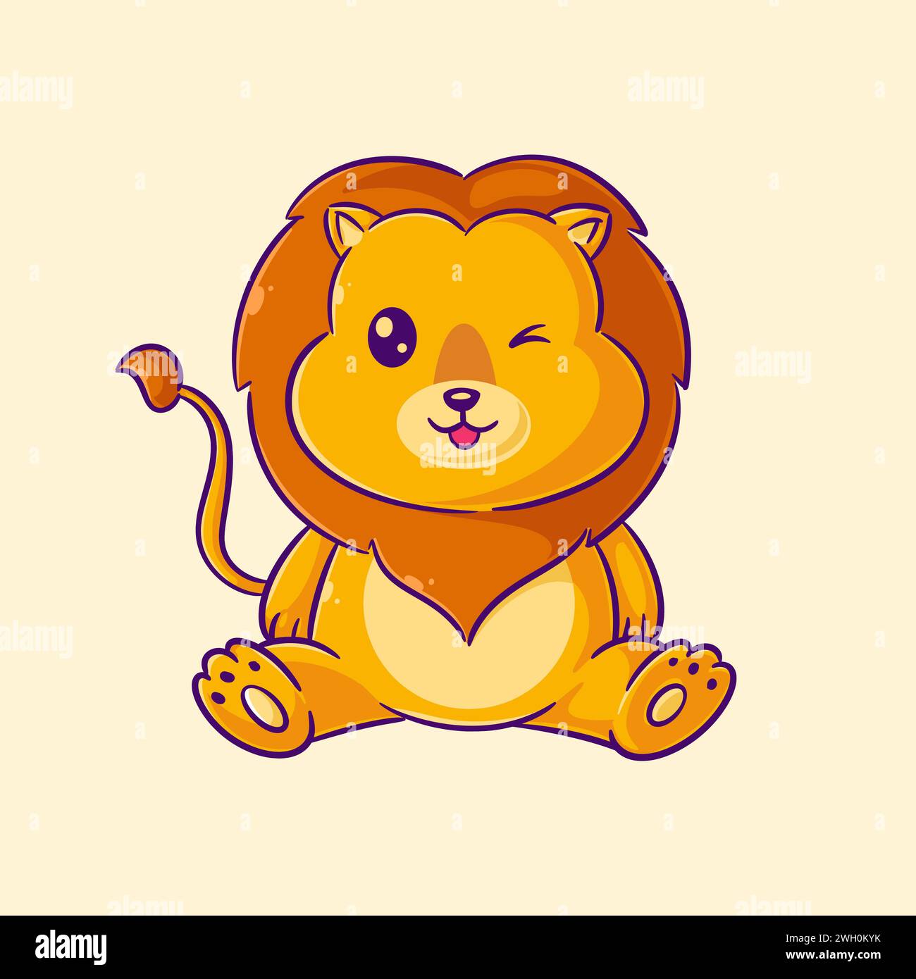 Cute lion sitting and smiling Stock Vector Image & Art - Alamy