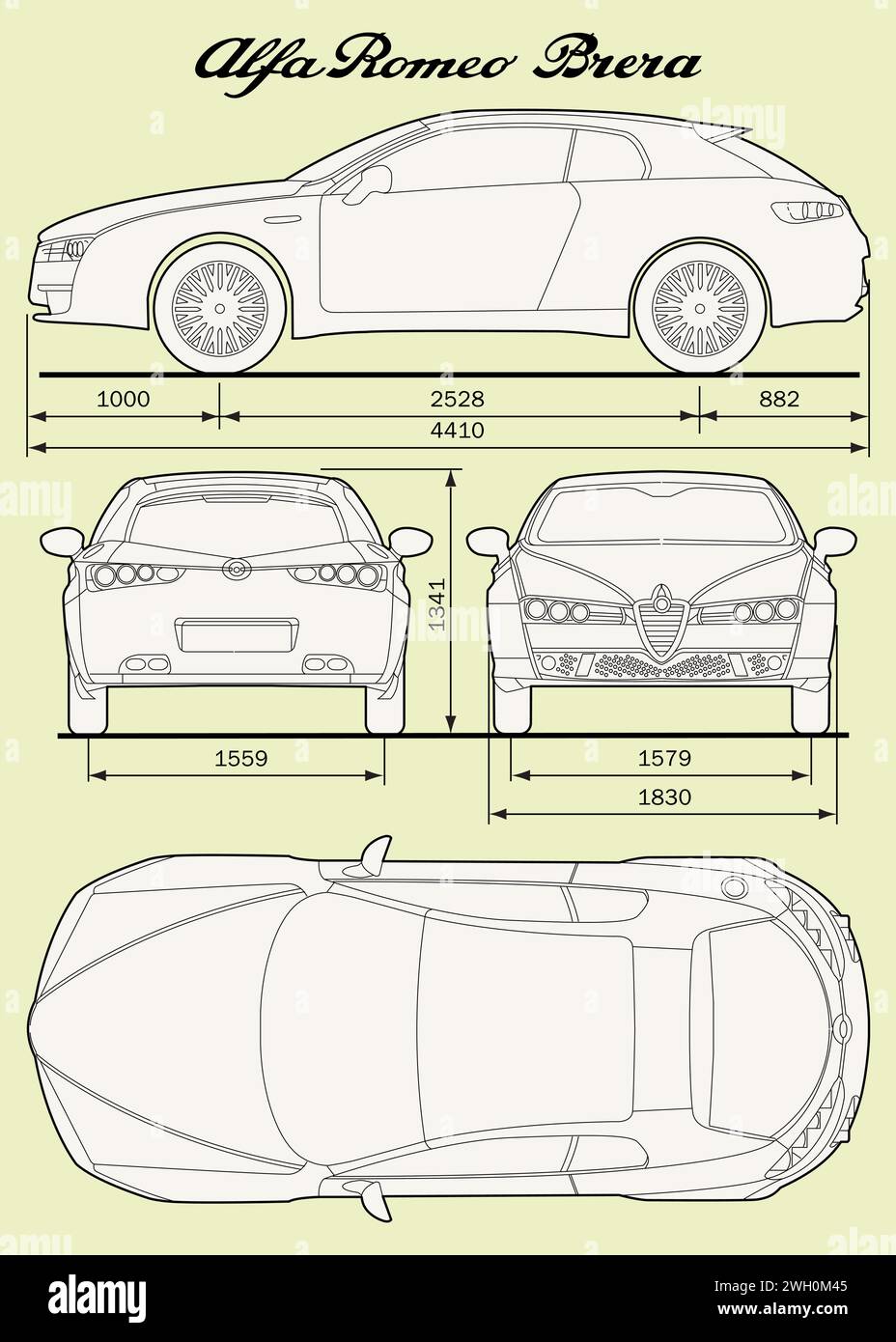Alfa Romeo Brera car blueprint Stock Vector Image & Art - Alamy