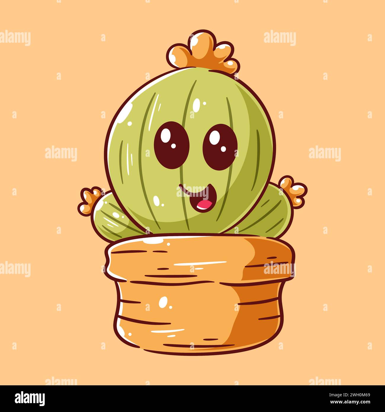 Cute round cactus having laughing face expression Stock Vector Image ...