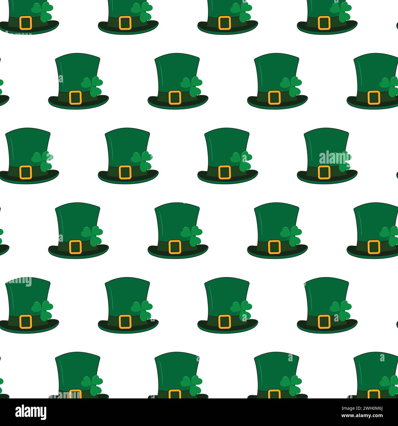 Leprechaun hats with shamrocks under ribbon with buckle seamless ...