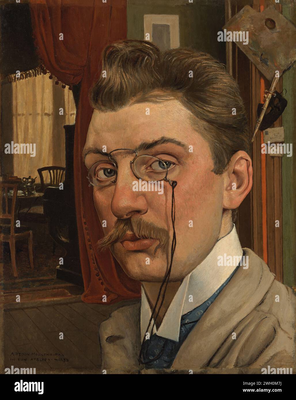 Self -portrait in the studio, Anton Molkenboer, 1896 painting Portrait ...