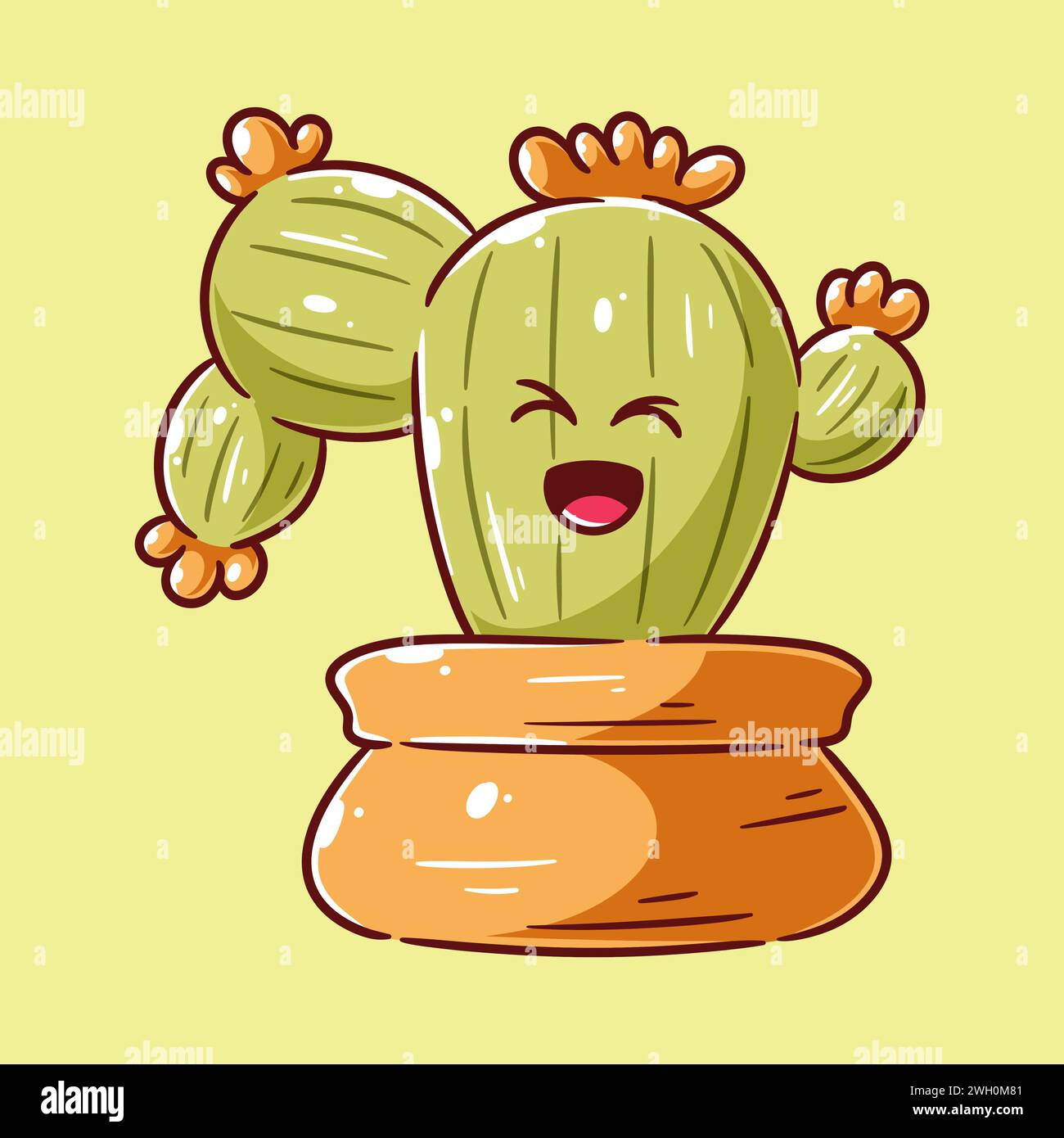 Cute cactus having happy laughing face expression Stock Vector Image ...