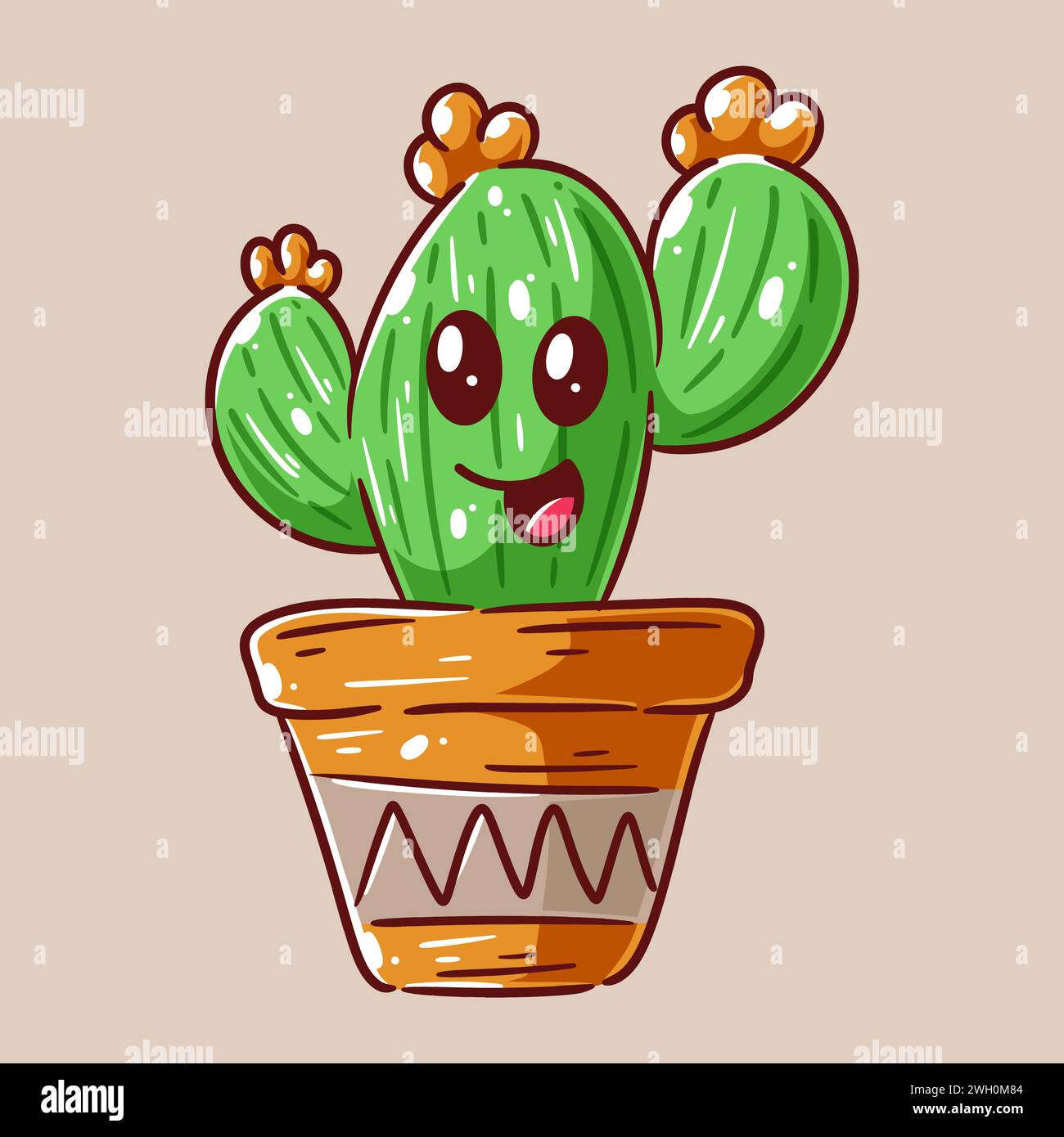 Cute gemoy cactus has a happy laughing facial expression Stock Vector ...