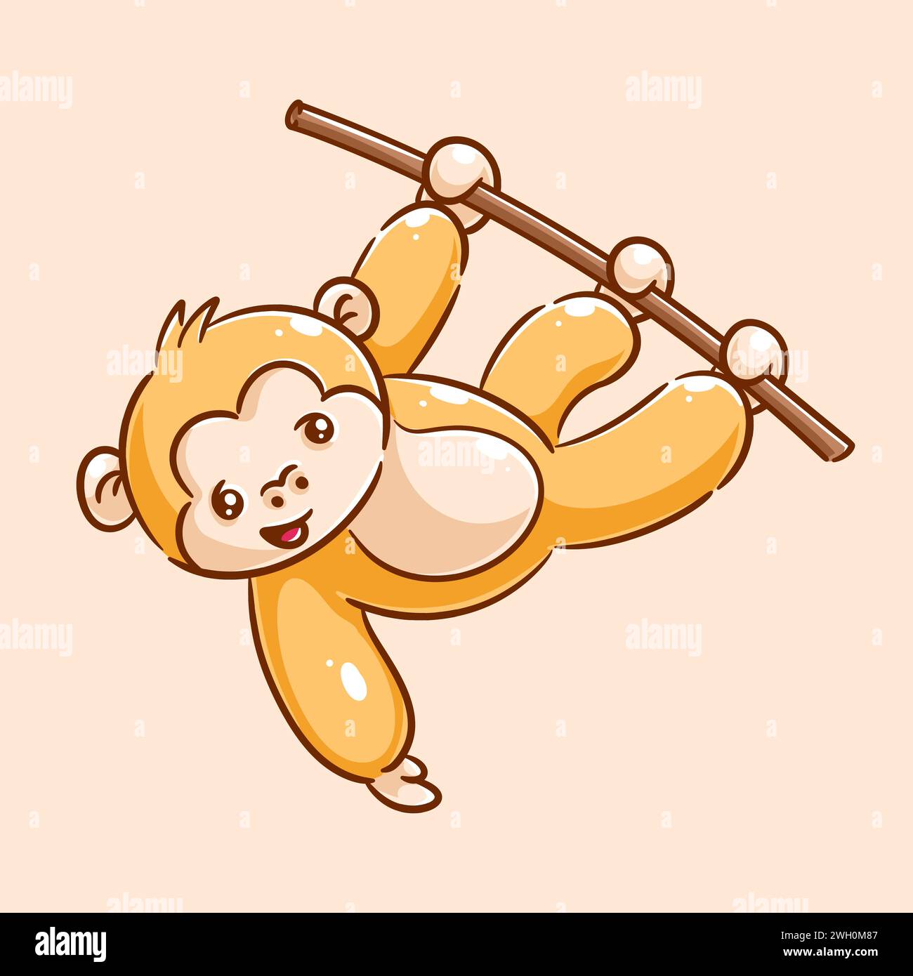 Cute monkey hanging on a tree branch - Cute monkey hanging on a tree ...