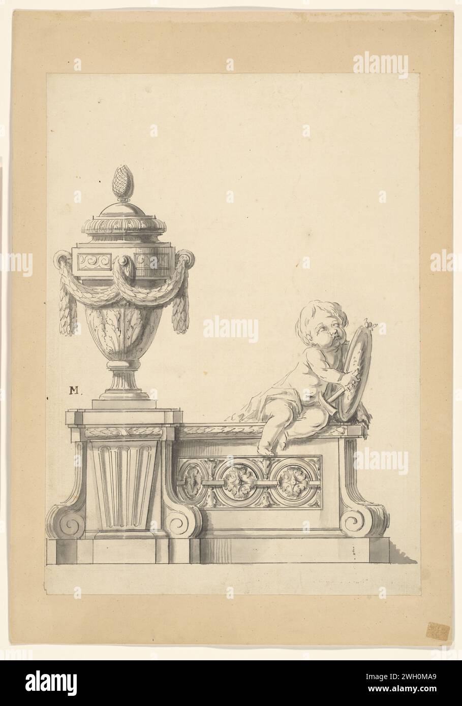 Design for a Chenet with a sitting boy, Jean Louis Prieur (II ...