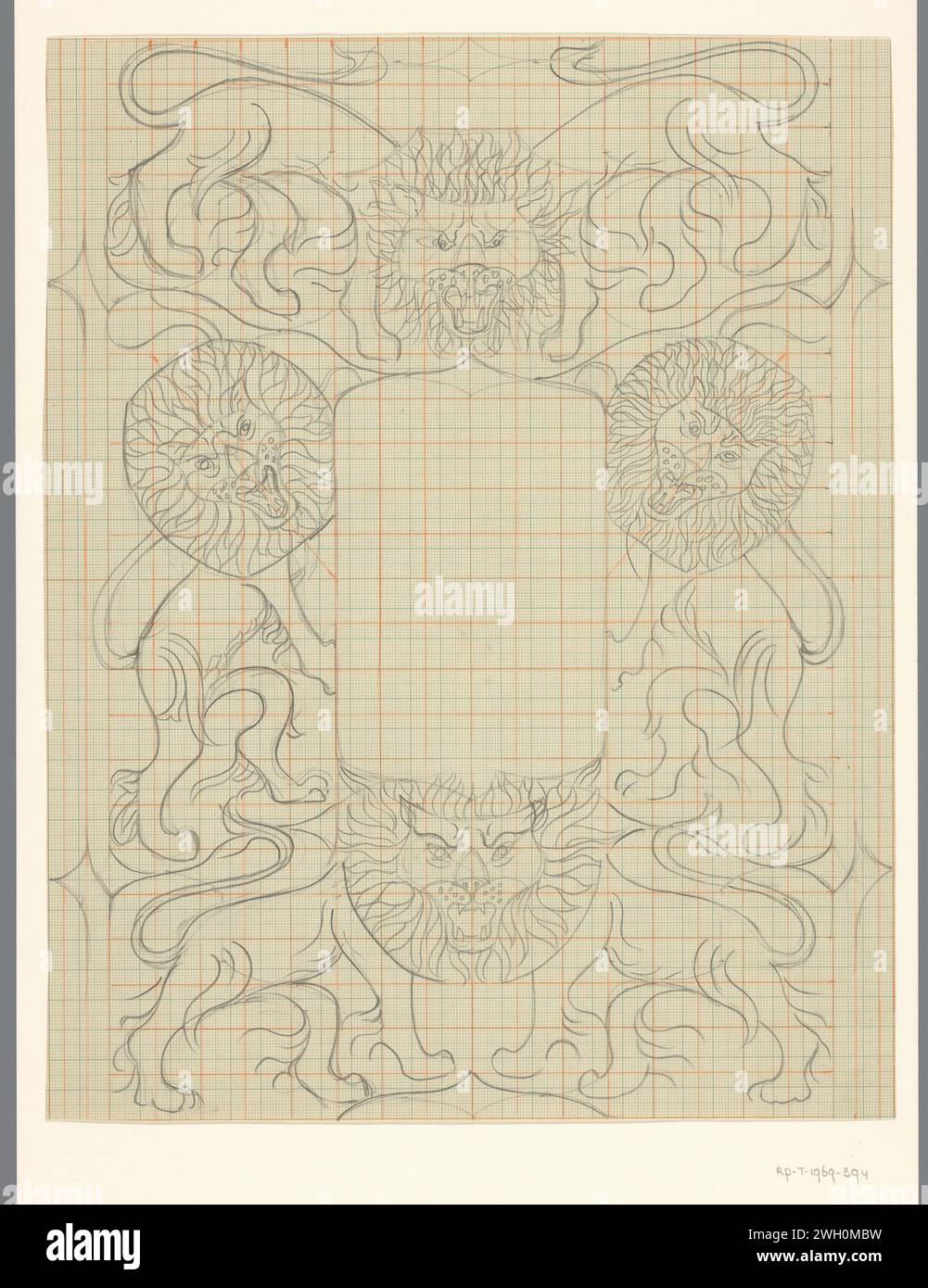 Ornamental design with Lions, Carel Adolph Lion Cachet, 1874 - 1945 ...