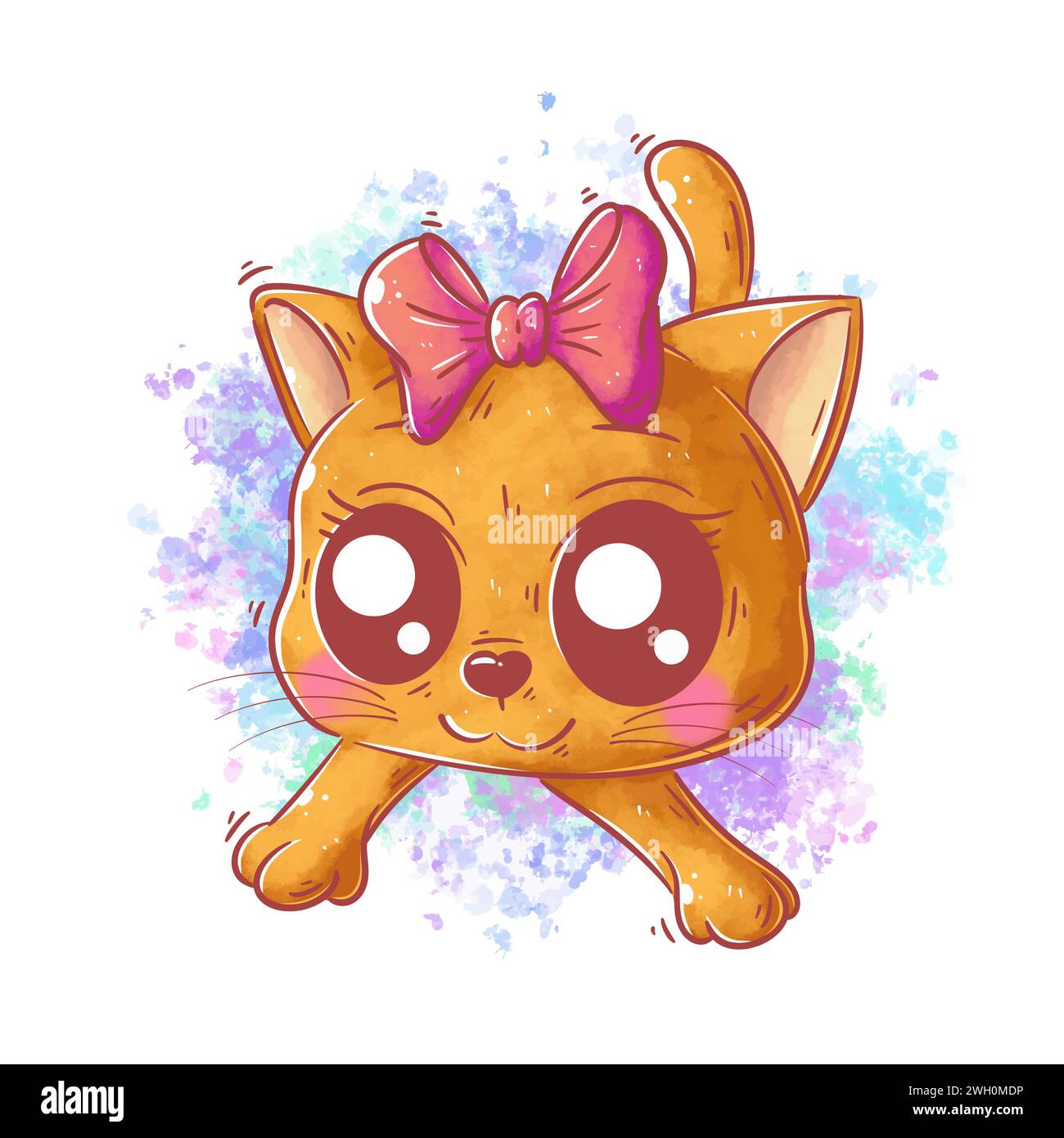 Cute cat wearing a ribbon cartoon vector Stock Vector Image & Art - Alamy
