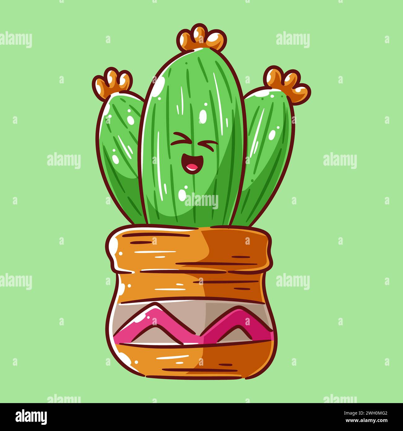 Cute cactus having happy laughing face expression with pot Stock Vector ...