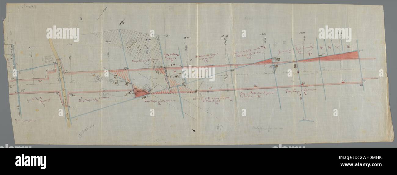 Allotment map in Tiel at the Oude Tielseweg, Anonymous, c. 1850 - c ...