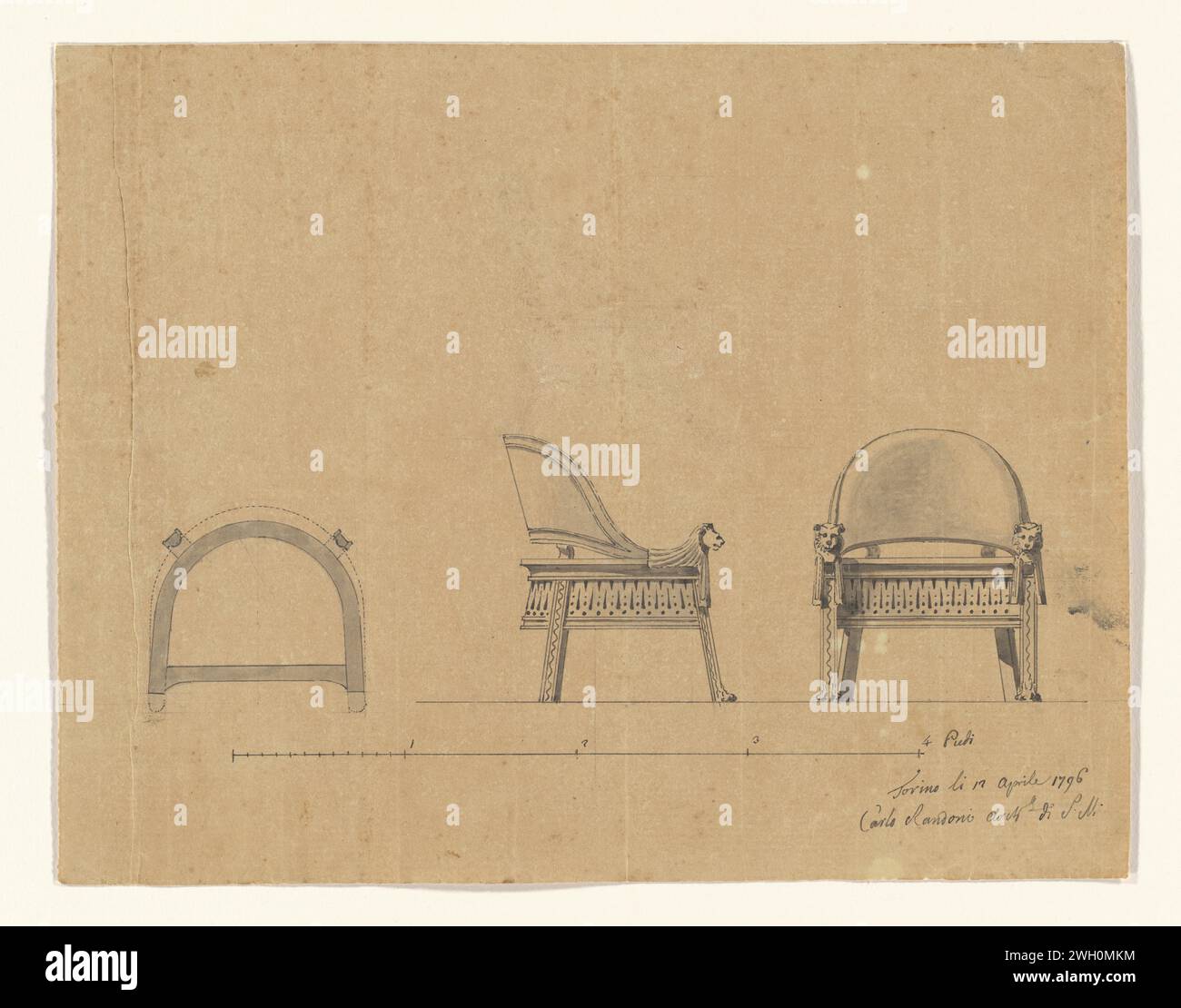 Design for an armchair in Egyptian style, Carlo Randoni, 1796 Cross ...