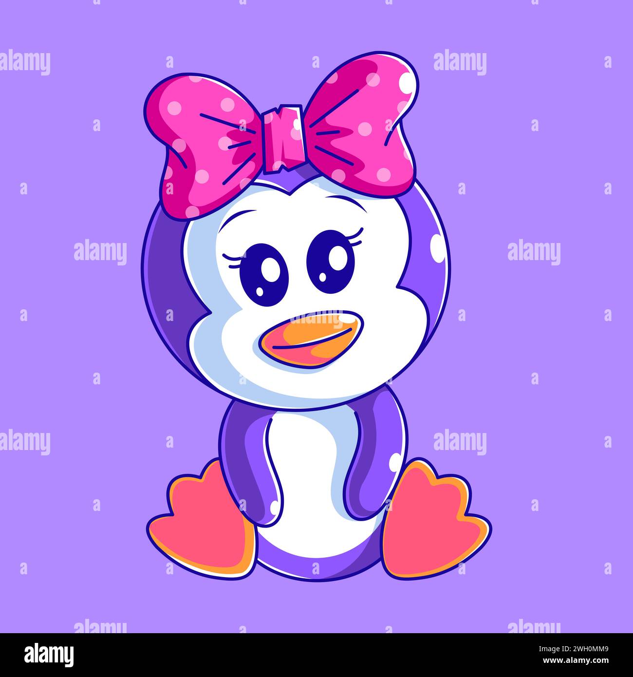 Cute penguin sitting cartoon style Stock Vector Image & Art - Alamy