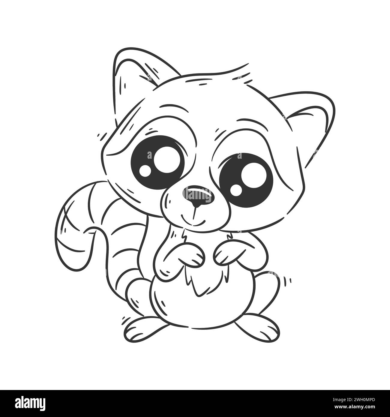 Cute Raccoon Is Standing Cartoon Vector For Coloring Stock Vector Image And Art Alamy