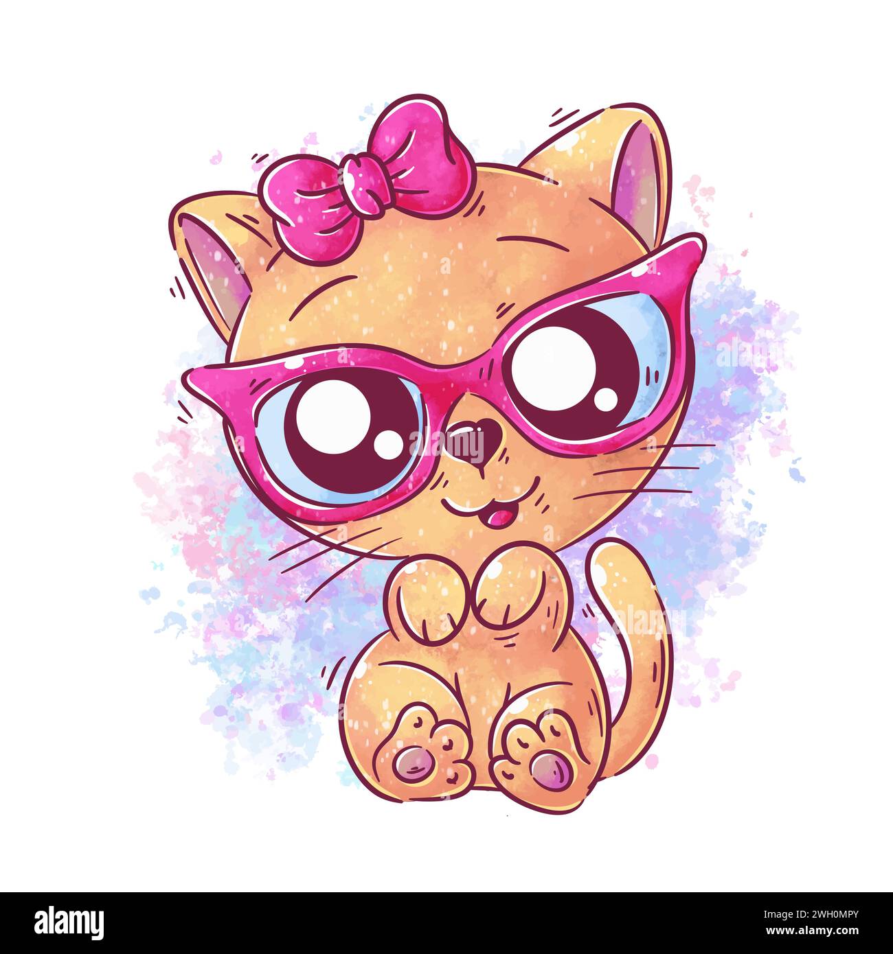 Cute cat wearing glasses cartoon vector Stock Vector Image & Art - Alamy