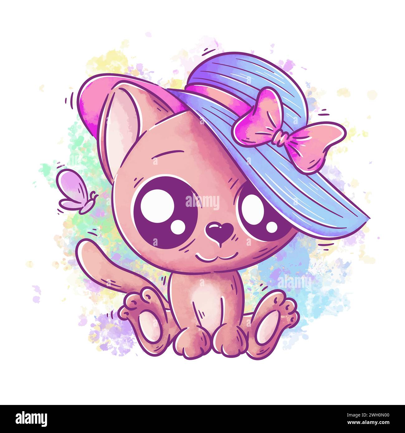 Cute cat wearing a hat cartoon vector Stock Vector Image & Art - Alamy
