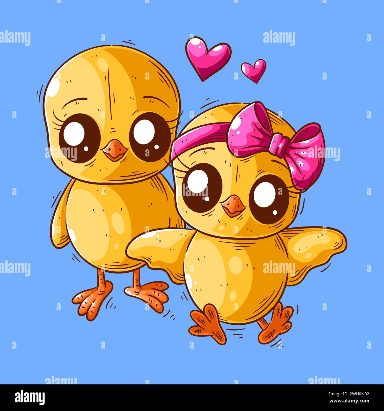 Two Cute Chicks Cartoon Vector Stock Vector Image And Art Alamy