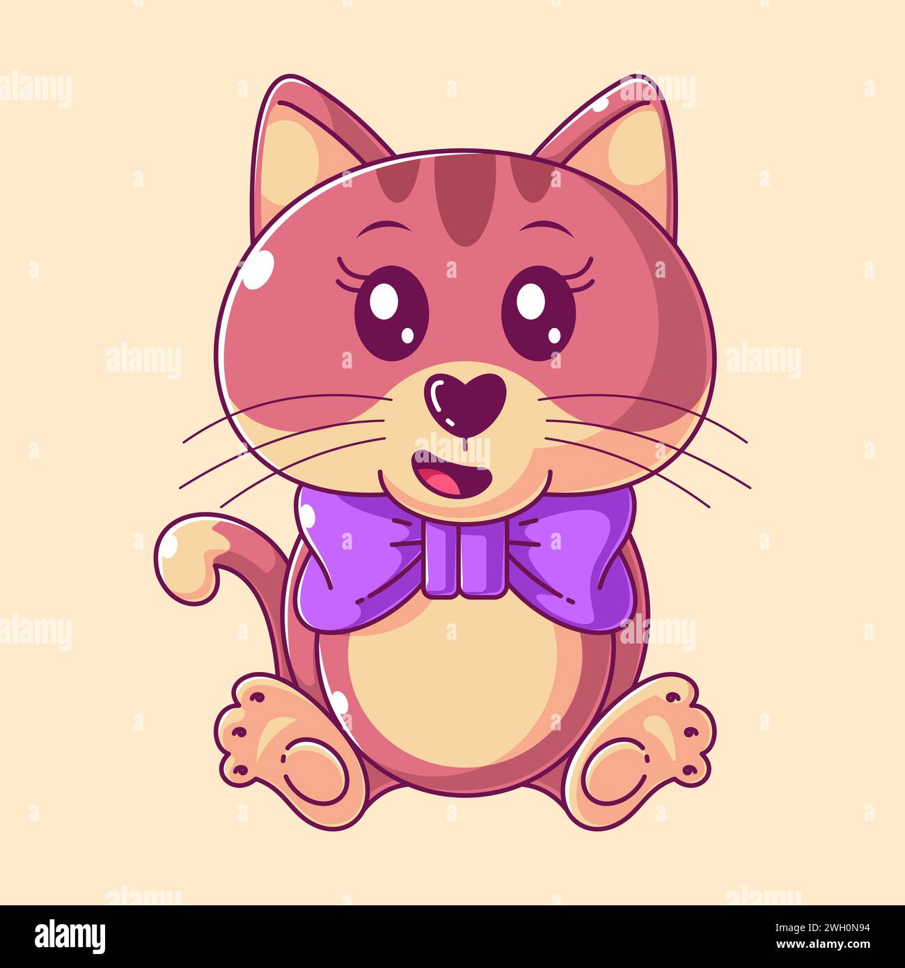 Cute cat sitting alone cartoon style Stock Vector Image & Art - Alamy