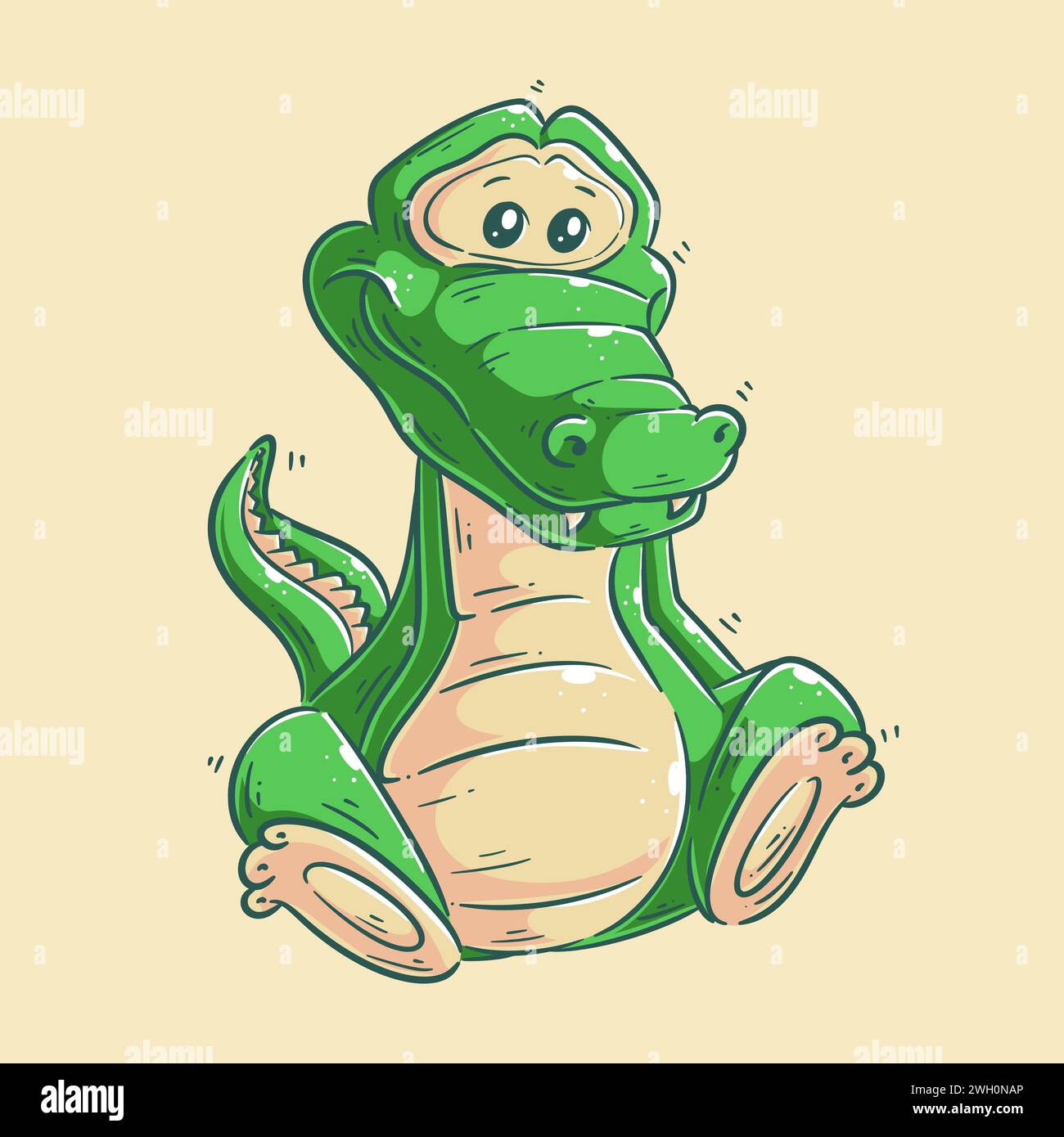 Cute crocodile sitting in cartoon style vector Stock Vector Image & Art ...