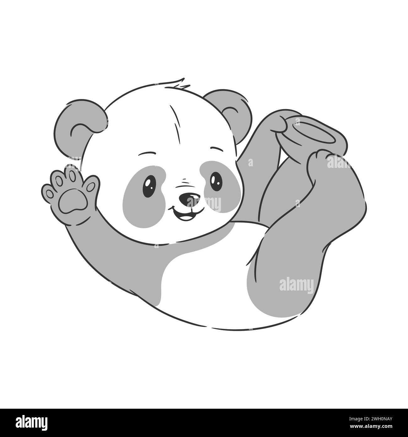 Panda cartoon hand drawn style for coloring Stock Vector Image & Art ...