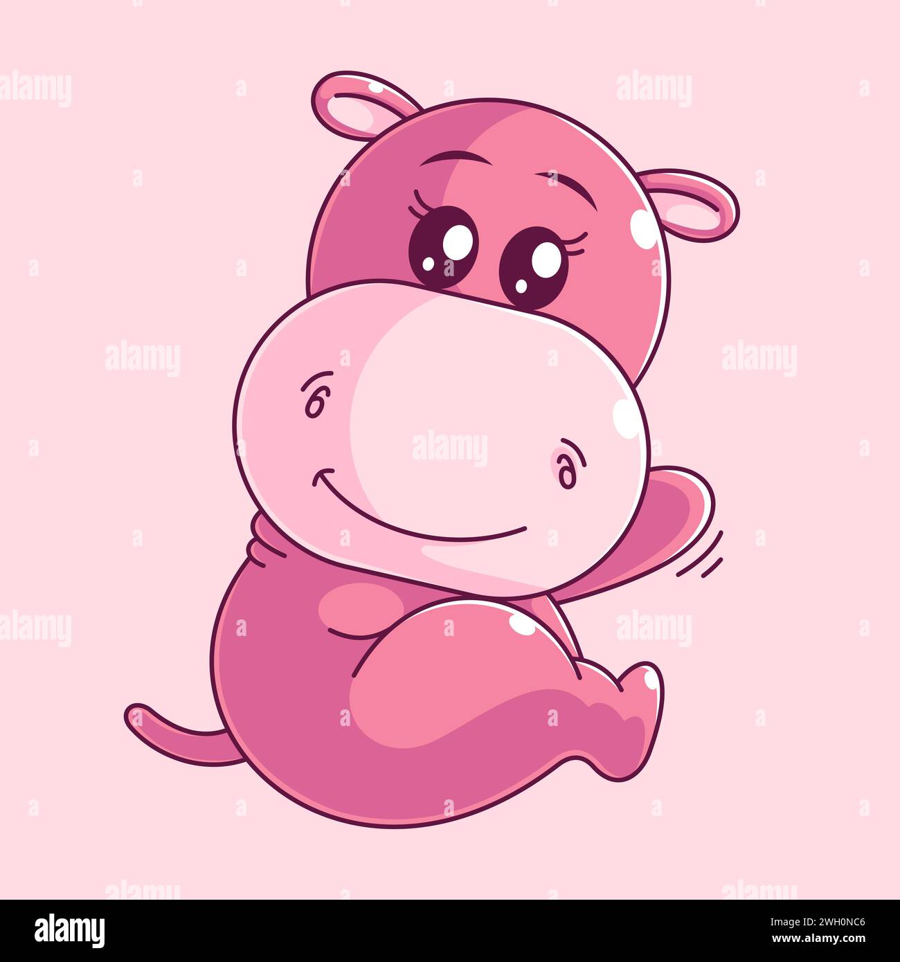 Cute hippo sitting cartoon style Stock Vector Image & Art - Alamy