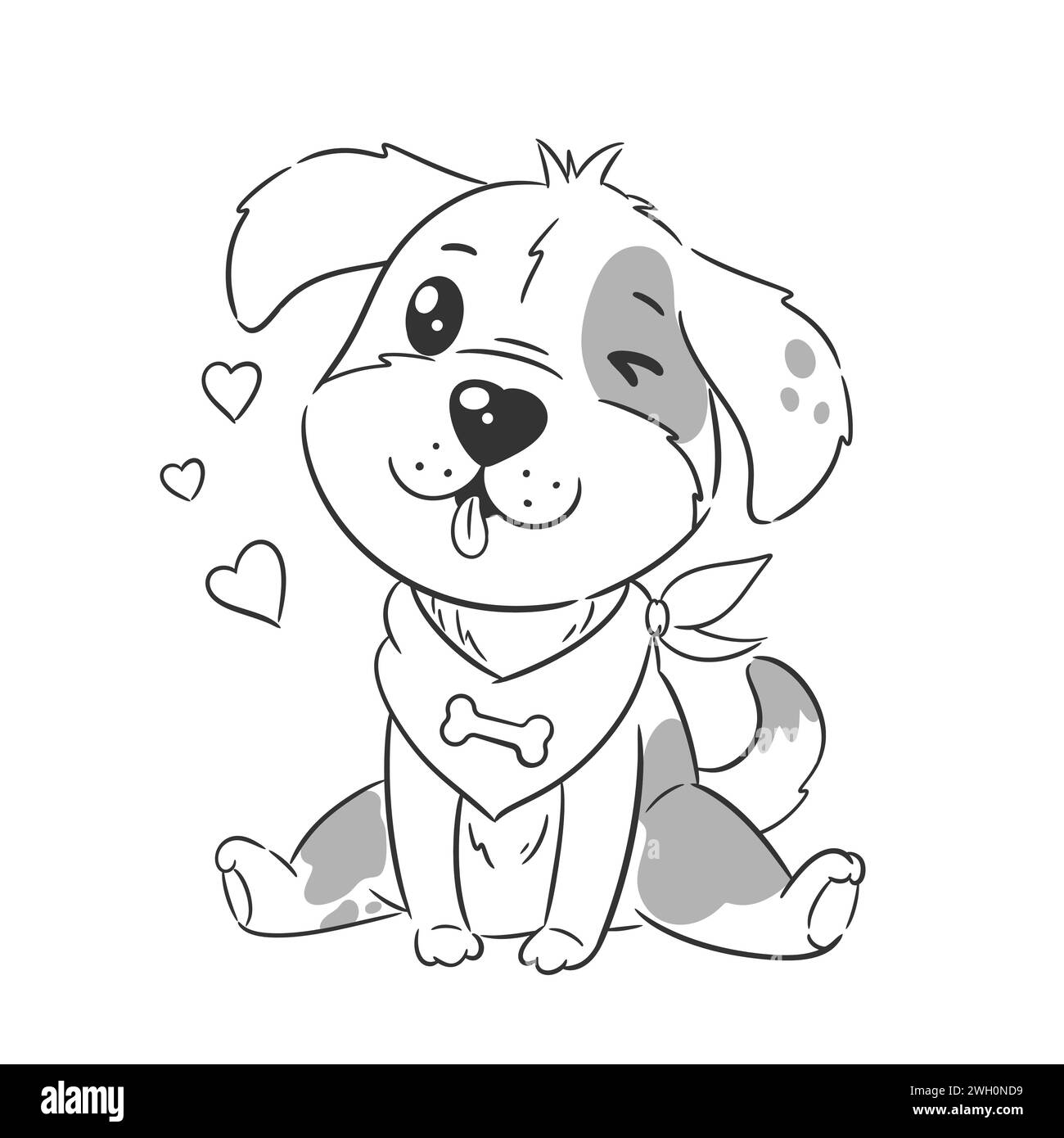 Cute puppy wearing neck cloth napkin for coloring Stock Vector Image ...
