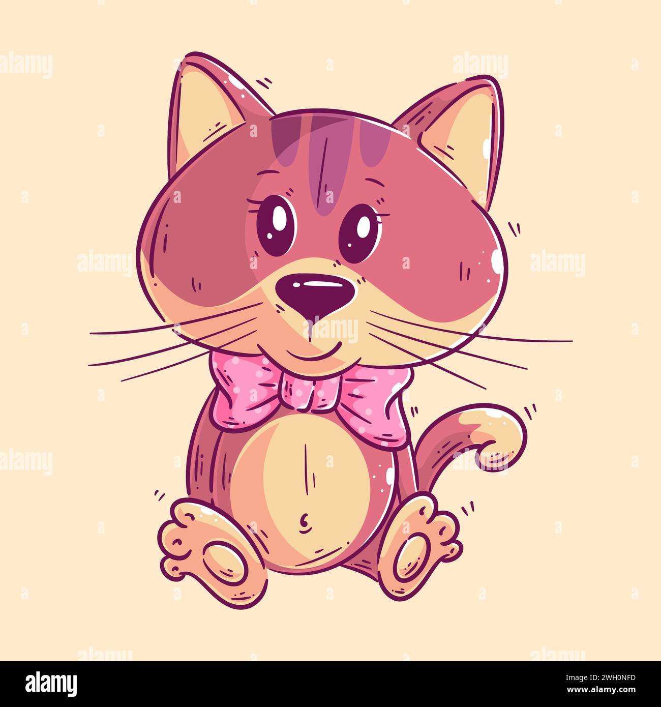 Cute cat sitting alone cartoon style vector Stock Vector Image & Art ...