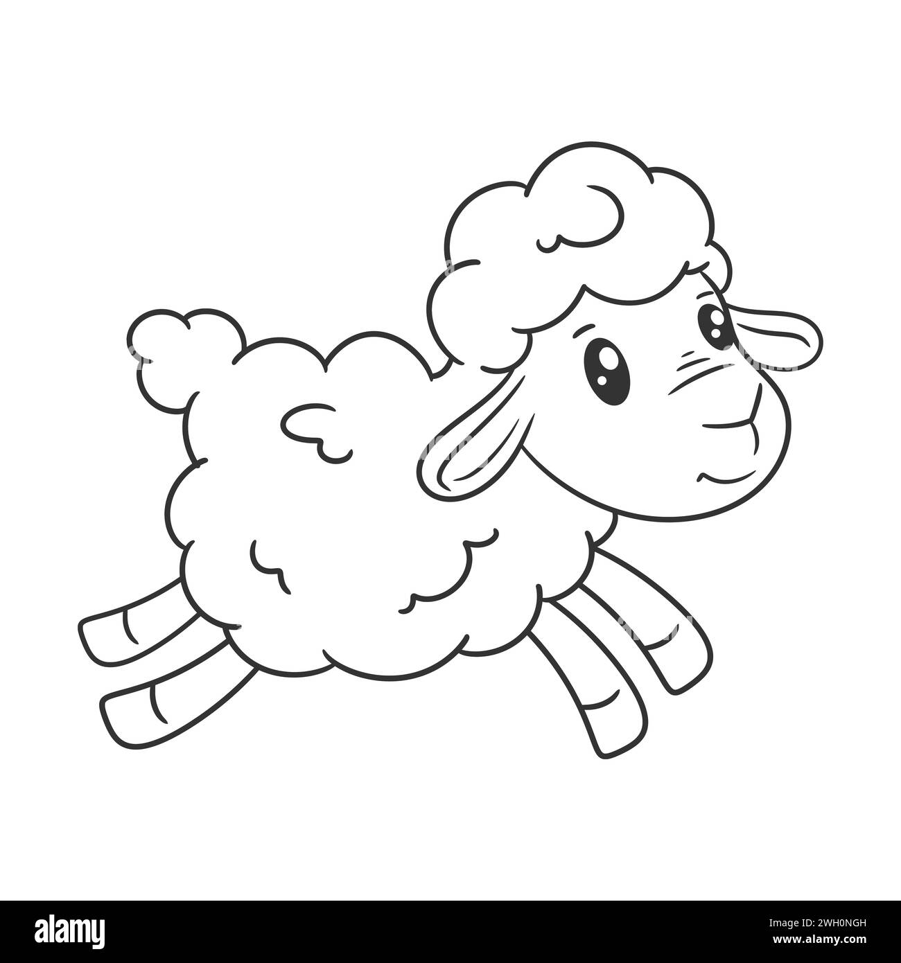 Cute baby lamb is jumping for coloring Stock Vector Image & Art - Alamy