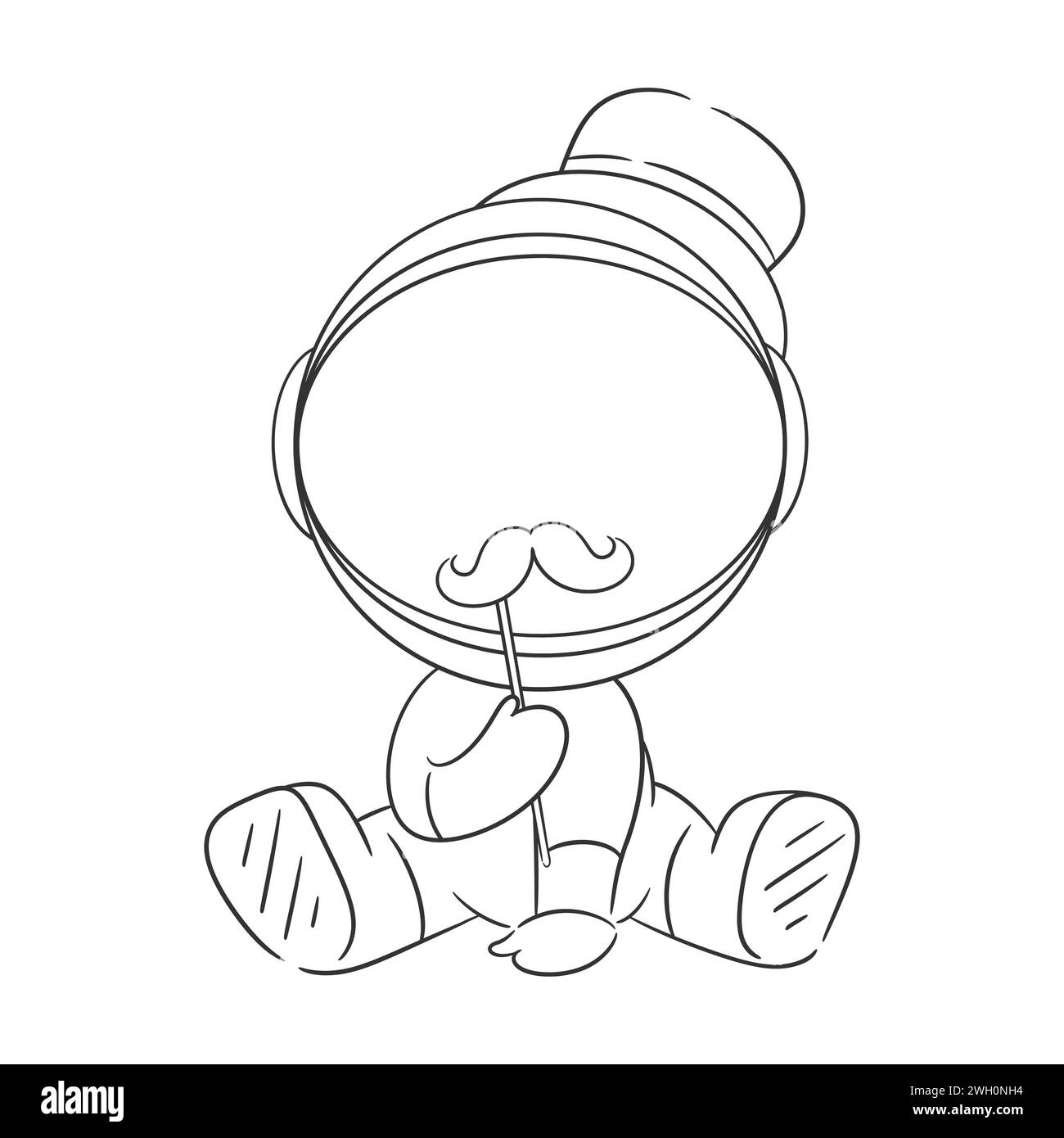 The astronaut is wearing a fake hat and mustache for coloring Stock ...