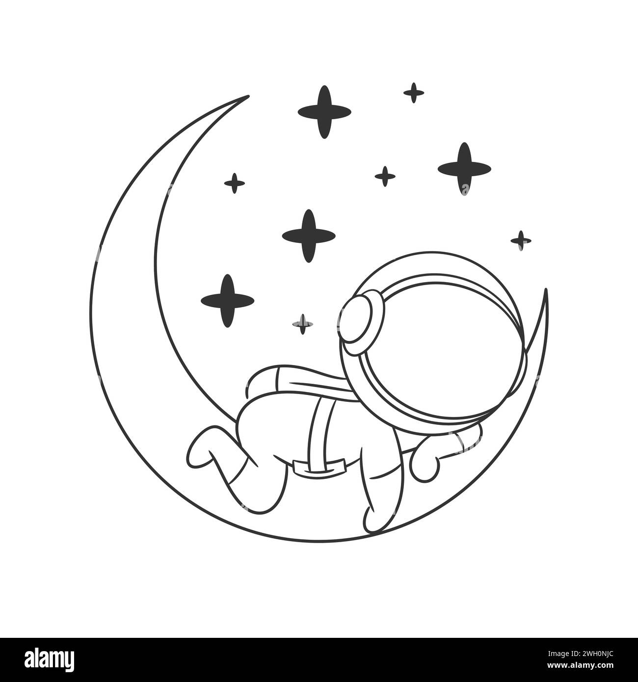 Astronaut on the moon drawing Cut Out Stock Images & Pictures - Alamy