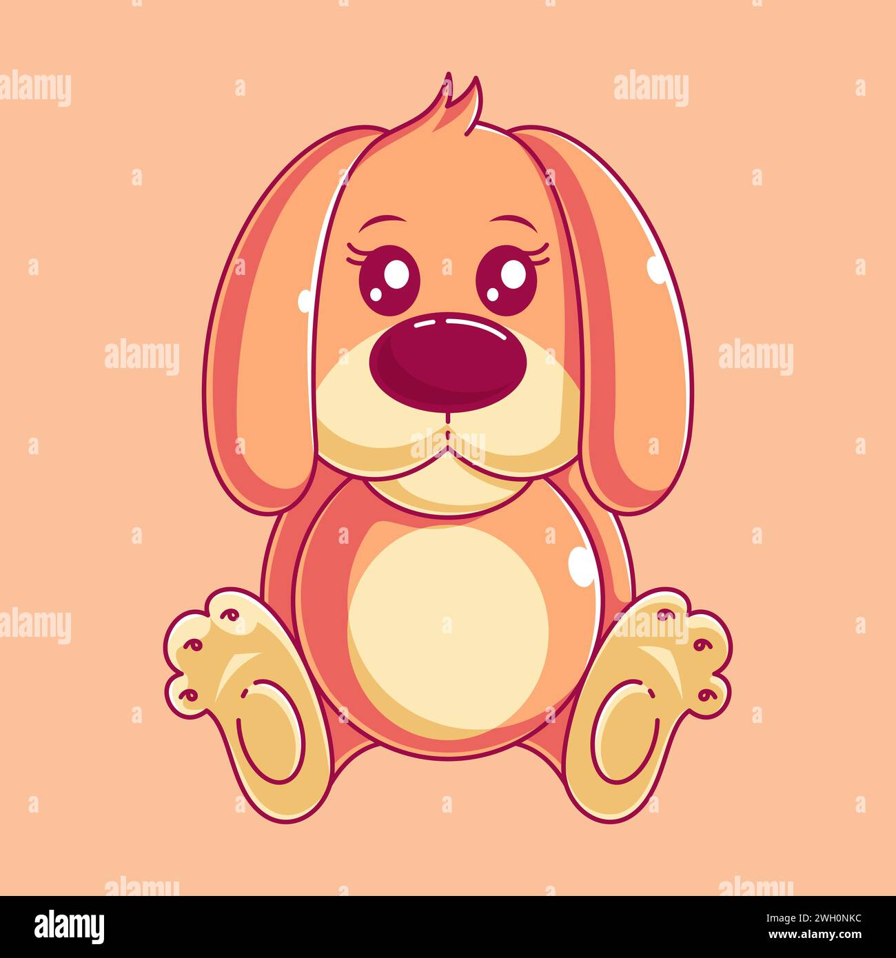 Cute dog doll sitting alone cartoon style Stock Vector Image & Art - Alamy