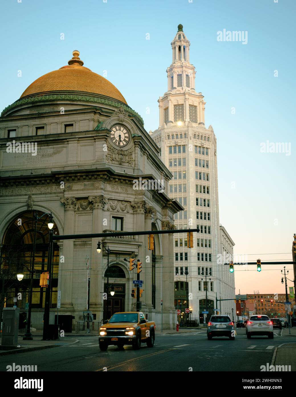 The Electric Tower at sunset in downtown Buffalo, New York Stock Photo ...